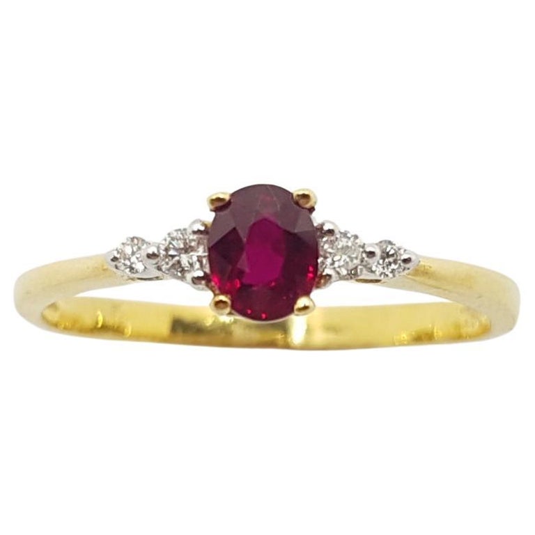 Ruby with Diamond Ring Set in 18 Karat Gold Settings For Sale at 1stDibs