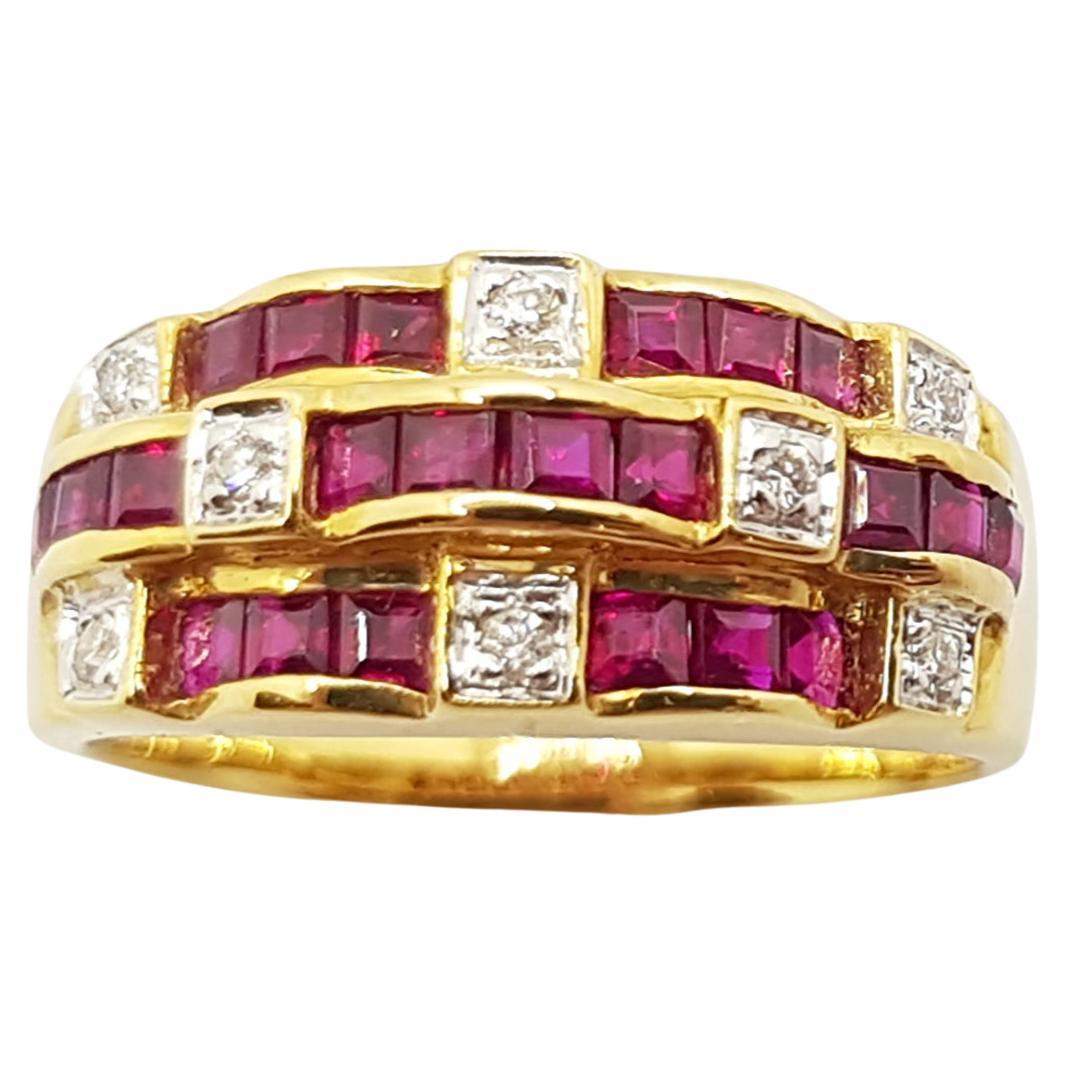 Ruby with Diamond Ring Set in 18 Karat Gold Settings For Sale at 1stDibs