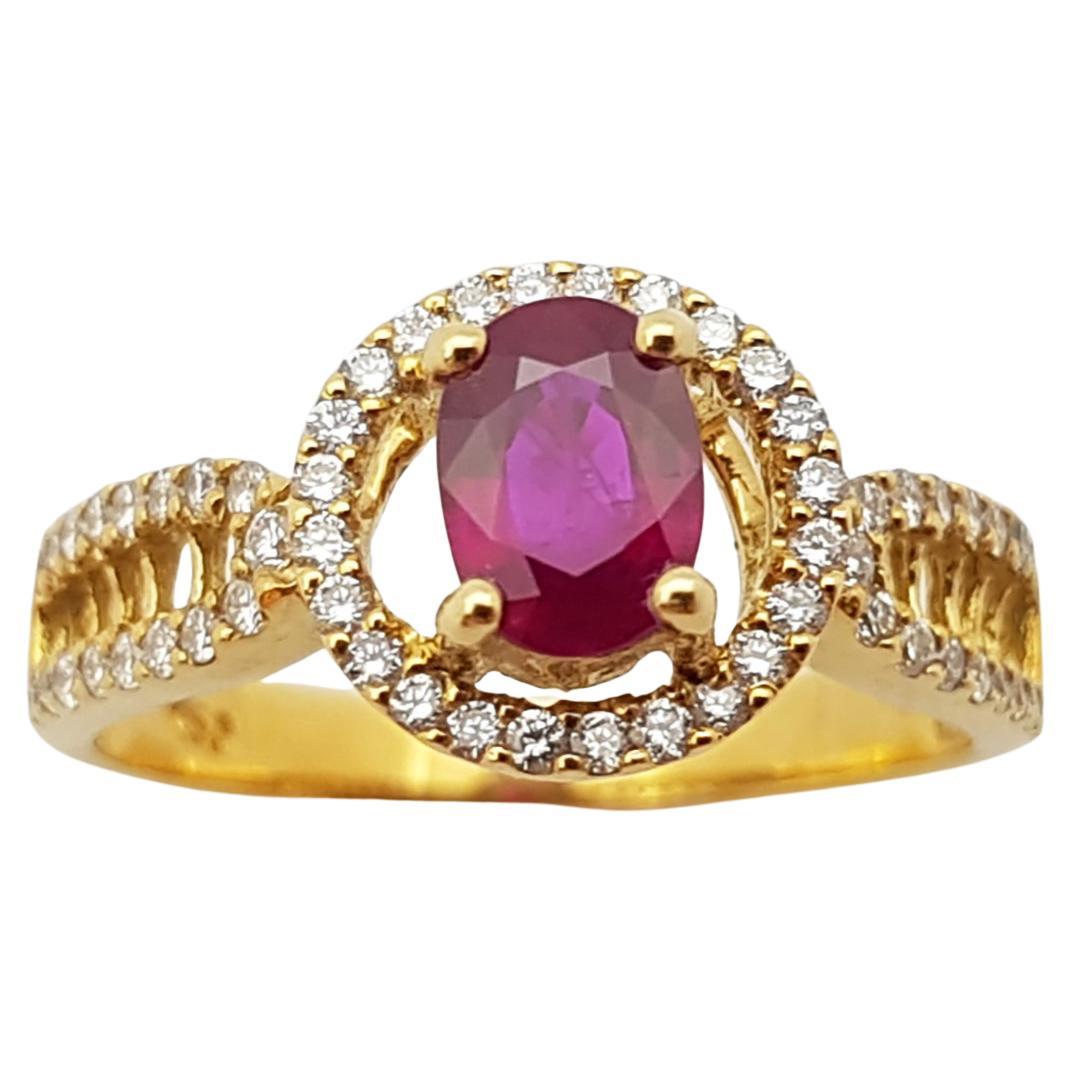 Ruby with Diamond Ring Set in 18 Karat Gold Settings For Sale at 1stDibs