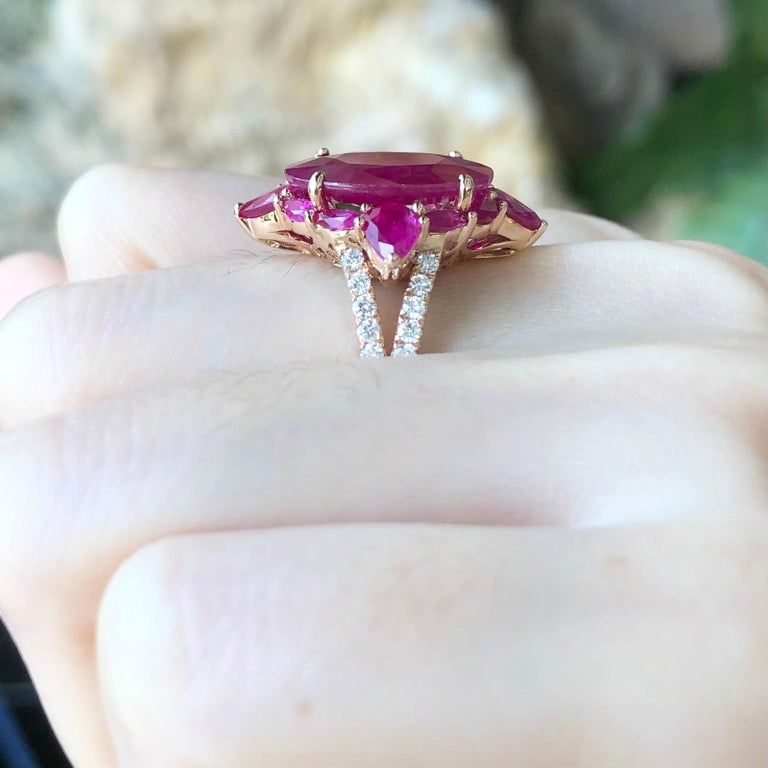 Ruby with Diamond Ring set in 18 Karat Rose Gold Settings For Sale at ...