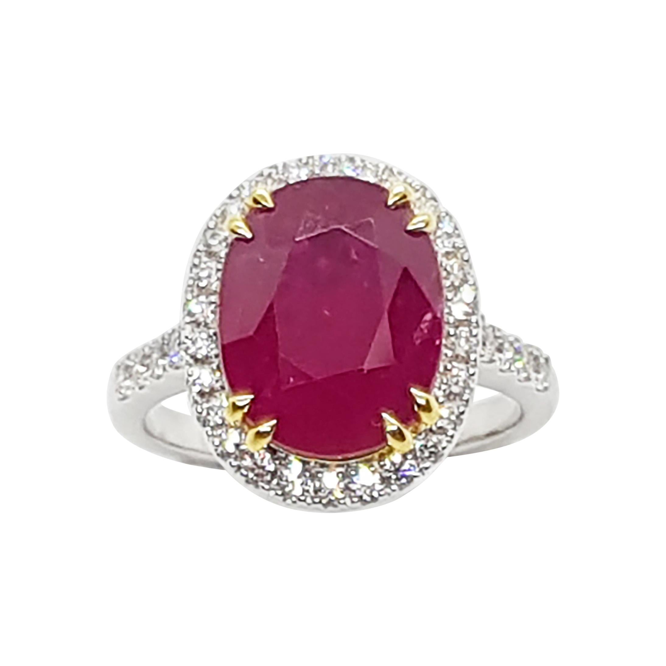 Ruby with Diamond Ring Set in 18 Karat White Gold Setting at 1stDibs