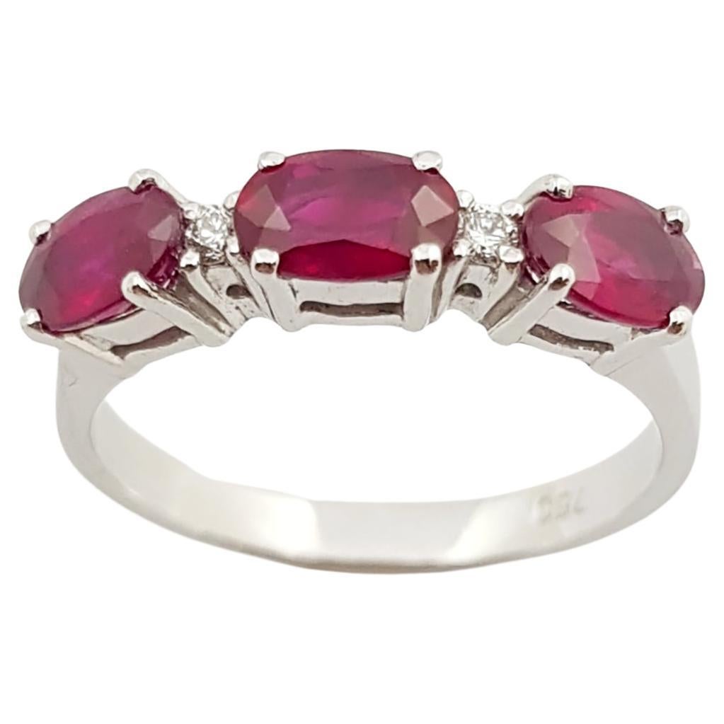 Ruby with Diamond Ring set in 18 Karat White Gold Settings For Sale at ...