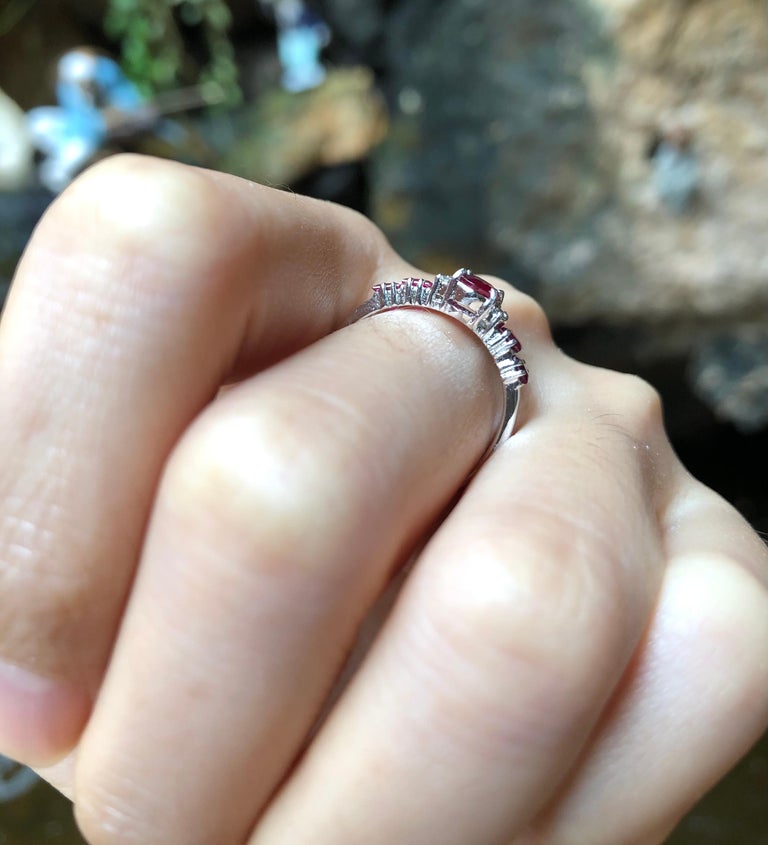 Ruby with Diamond Ring Set in 18 Karat White Gold Settings For Sale at ...