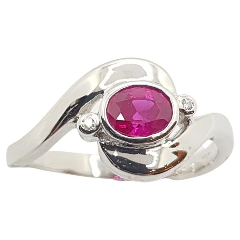 Star Ruby with Diamond Ring Set in 18 Karat White Gold Settings For ...