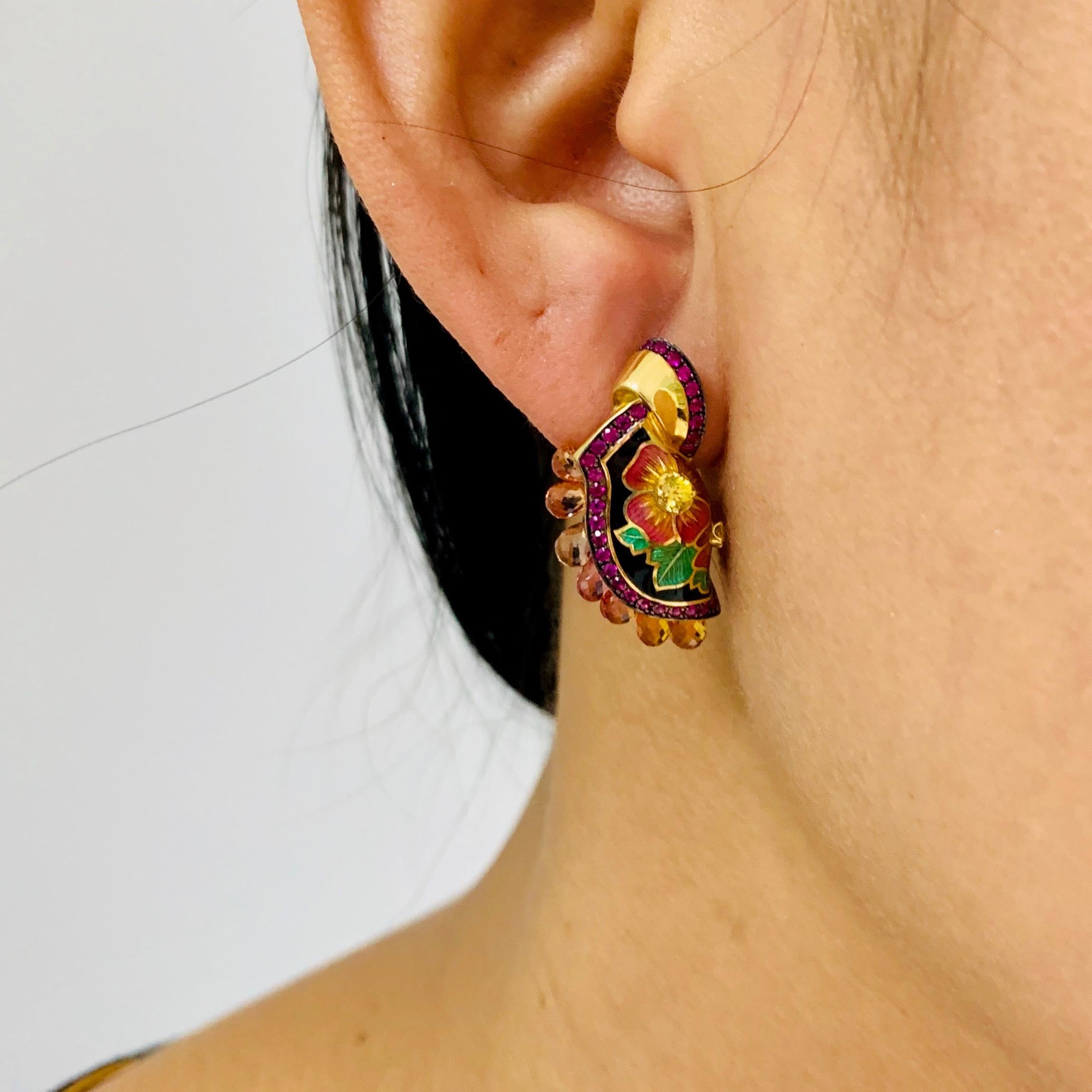 Ruby Yellow Sapphire Enamel A'la Russe Small Suite For Sale at 1stDibs