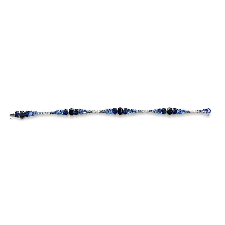 Blue Sapphire and Diamond Gradient Bracelet at 1stDibs