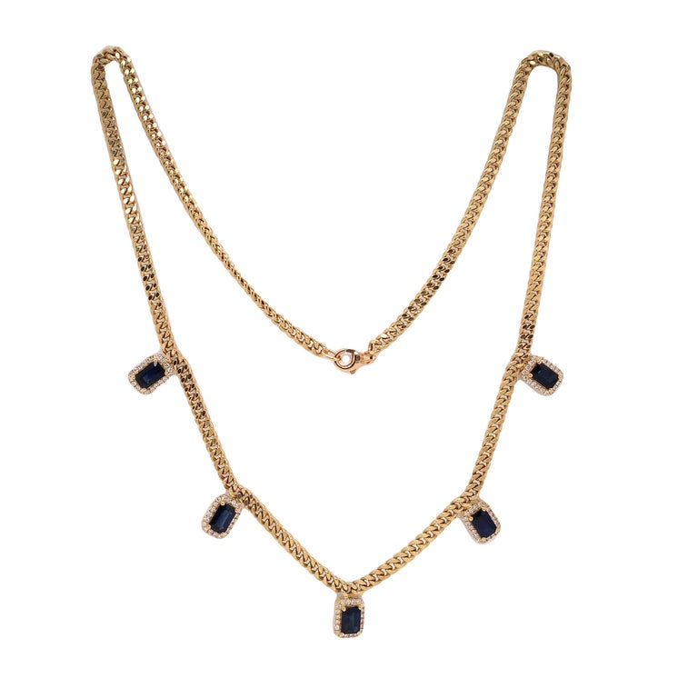 Ruchi New York Blue Sapphire and Diamond Necklace For Sale at 1stDibs