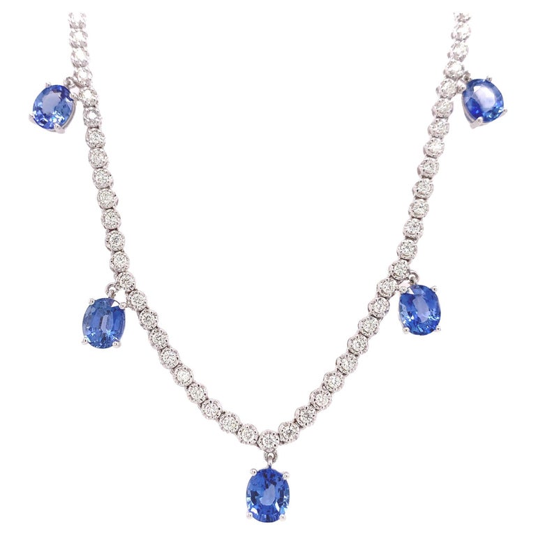 Ruchi New York Blue Sapphire and Diamond Necklace at 1stDibs