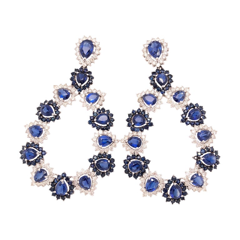 Ruchi New York Blue Sapphire, Kyanite and Diamond Chandelier Earring ...