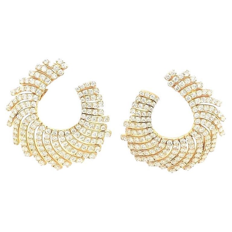 C Shape Diamond Earrings For Sale at 1stDibs