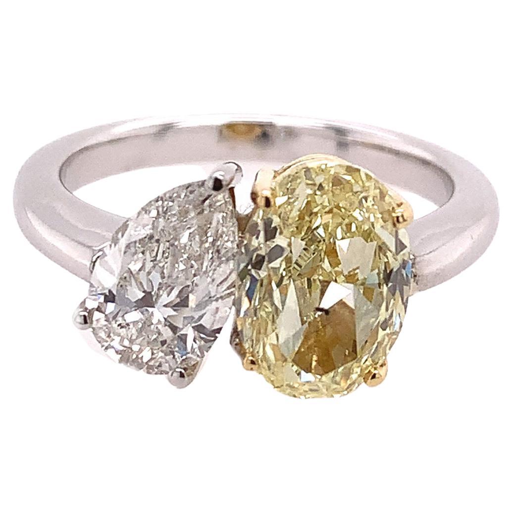 Ruchi New York Black, White and Fancy Yellow Diamond Cocktail Ring For ...