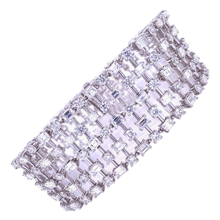 Unique Multi Shape Wide Diamond Gold Bracelet For Sale at 1stDibs ...