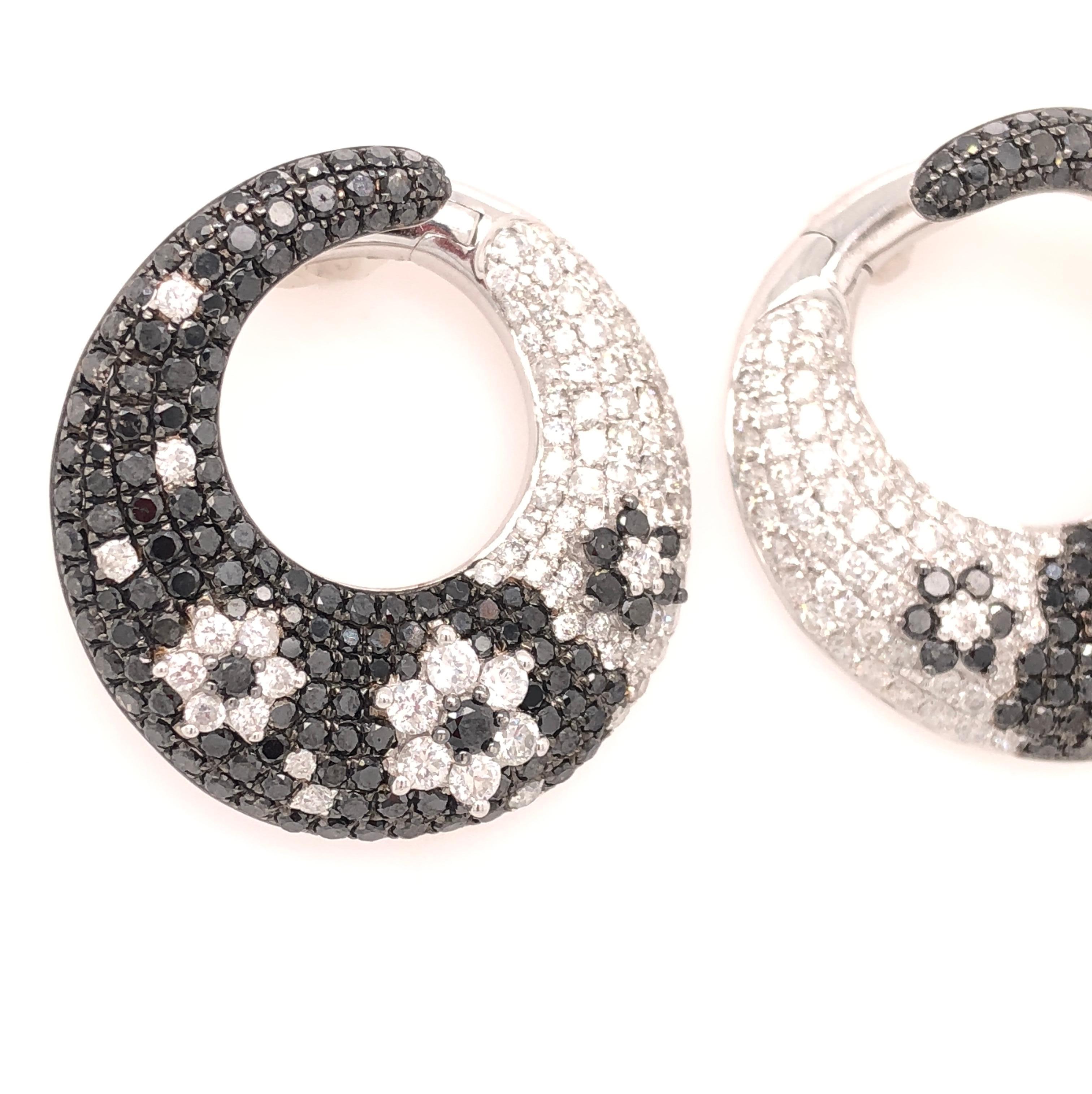 Ruchi New York Floral C Shape Black And White Diamond Earrings at ...