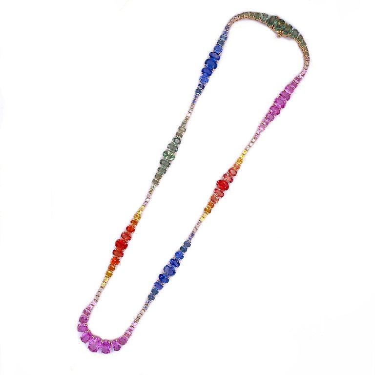 Ruchi New York Multicolored Sapphire Rainbow Necklace at 1stDibs