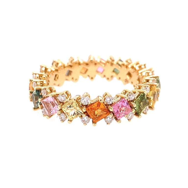 Ruchi New York Multi Sapphire and Diamond Eternity Band For Sale at 1stDibs