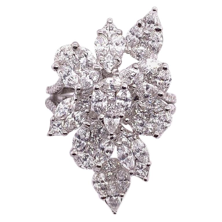 Multi Shape Diamond Mosaic Ring For Sale at 1stDibs