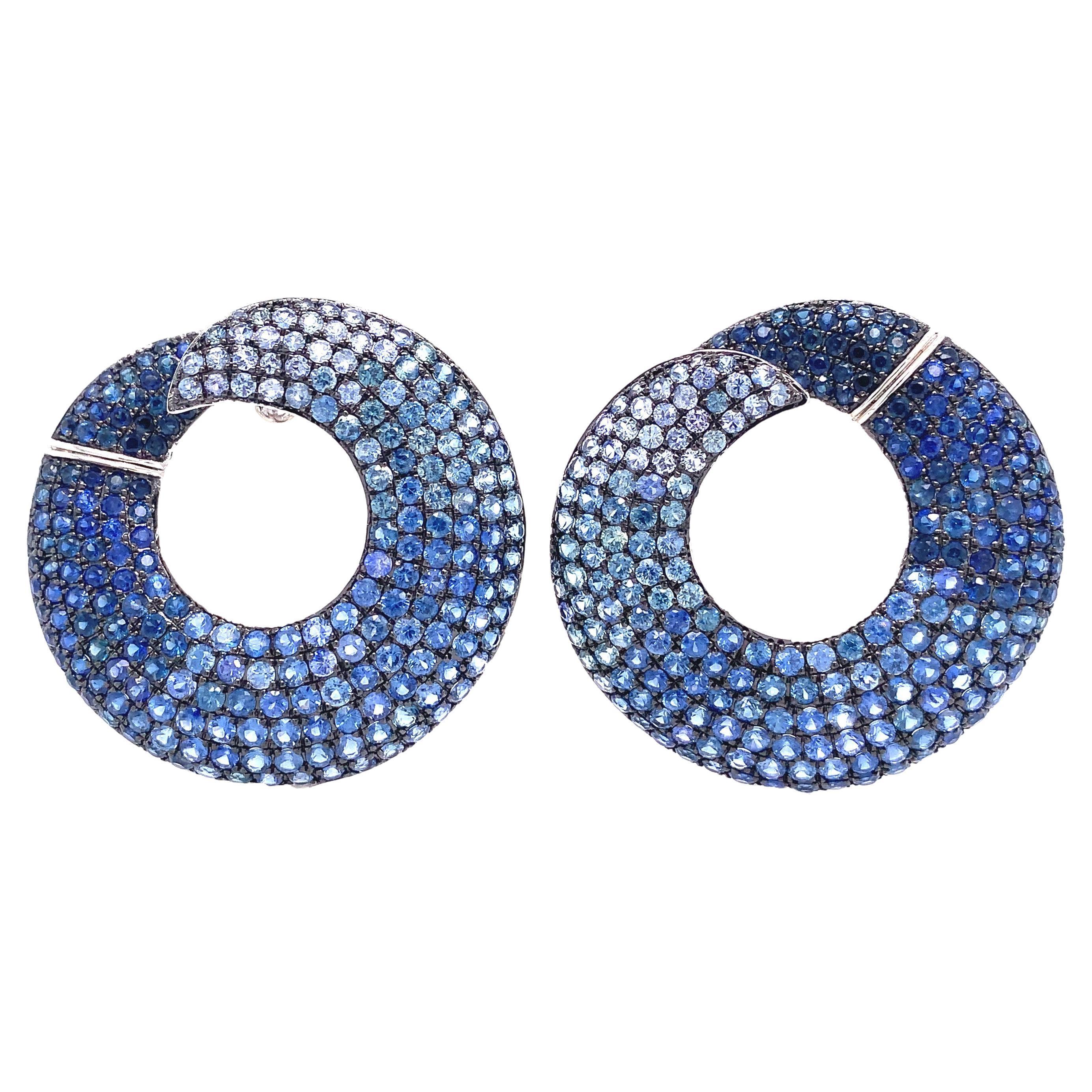 Ruchi New York Ombre Blue Sapphire C-Shape Earrings For Sale at 1stDibs