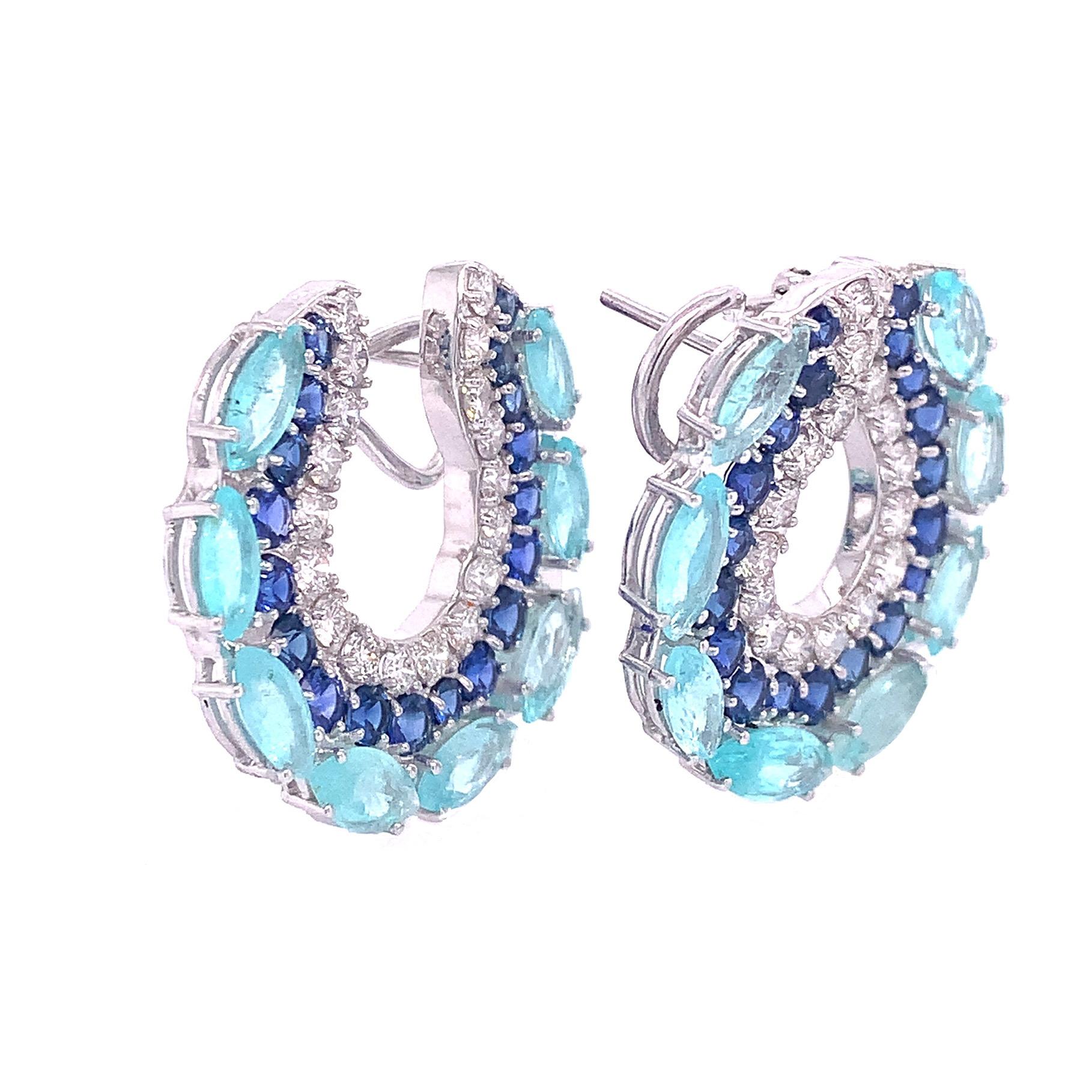 Ruchi New York Paraiba, Blue Sapphire and Diamond C Shape Earrings at ...
