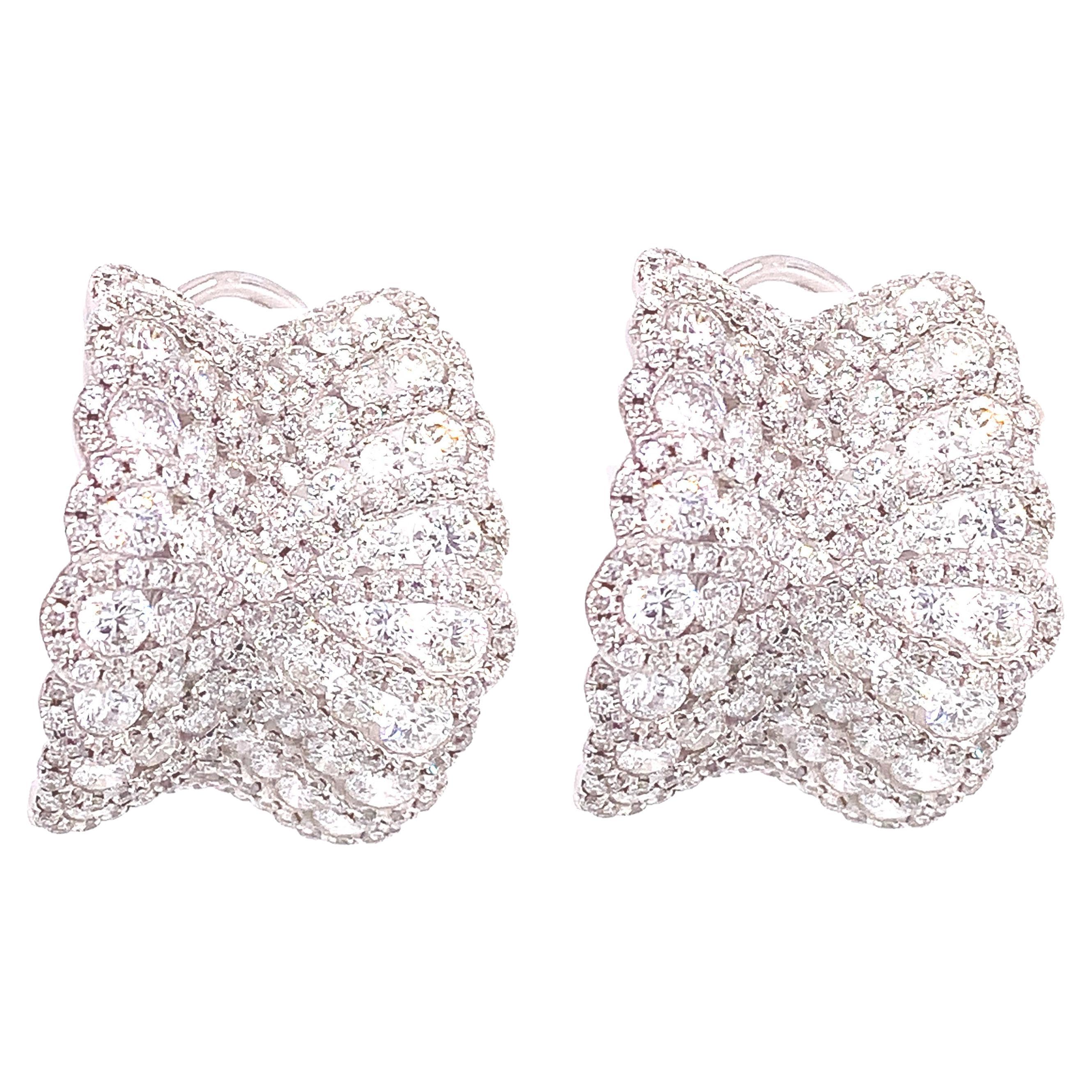 Pavé Diamond Leaf Motif Earrings at 1stDibs
