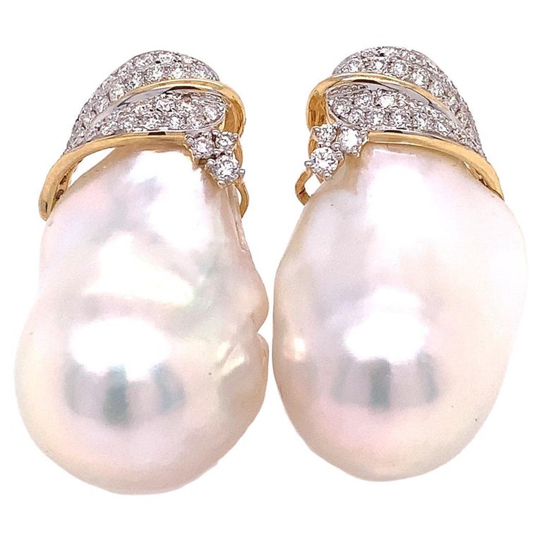 Ruchi New York Pearl and Diamond Earrings For Sale at 1stDibs