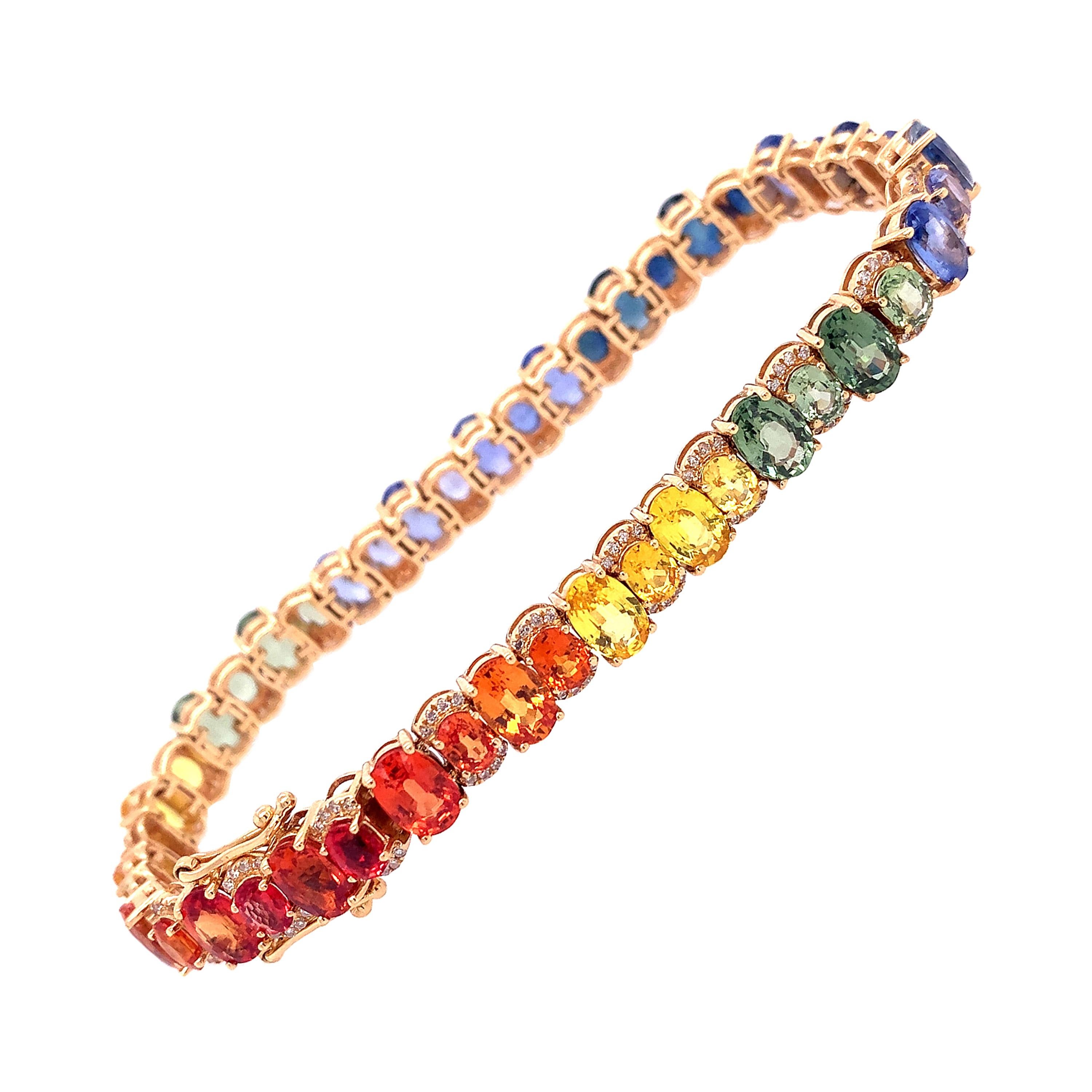 Manfredi Jewels Rainbow Sapphire Gold Bracelet at 1stDibs