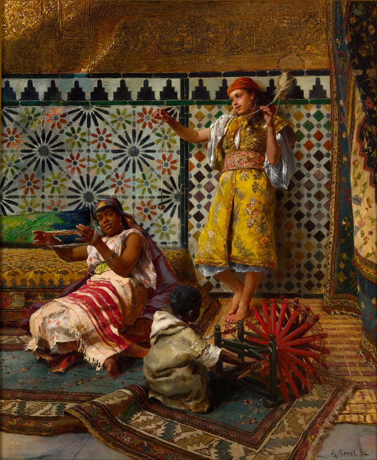 Rudolf Ernst - Spinning Yarn in the Harem by Rudolf Ernst For Sale at ...