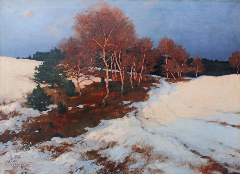 Rudolf Hermanns - "Evening Glow" Landscape Oil Painting by Rudolf ...