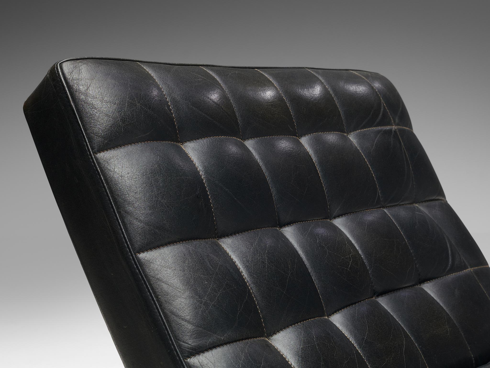Rudolf Horn for Rölf Cantilever Lounge Chairs in Black Leather and ...