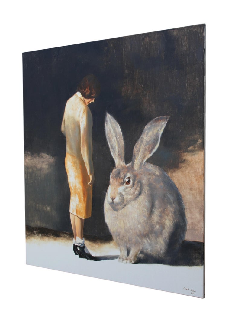 Rudolf Kosow - Rabbit (surrealist oil painting woman giant rabbit ...