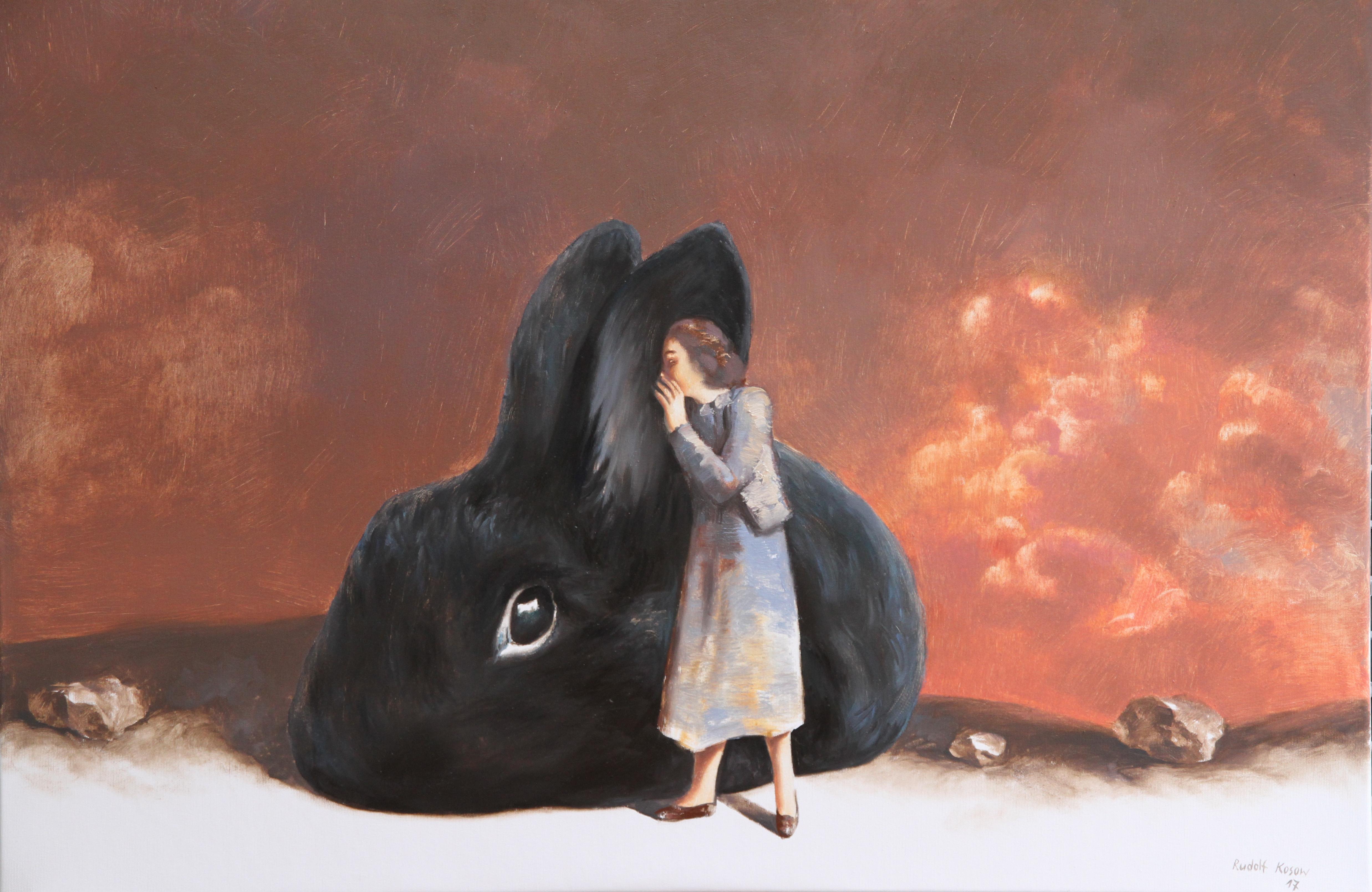 Rudolf Kosow - Secret (terra cota surrealism black rabbit head comical ...