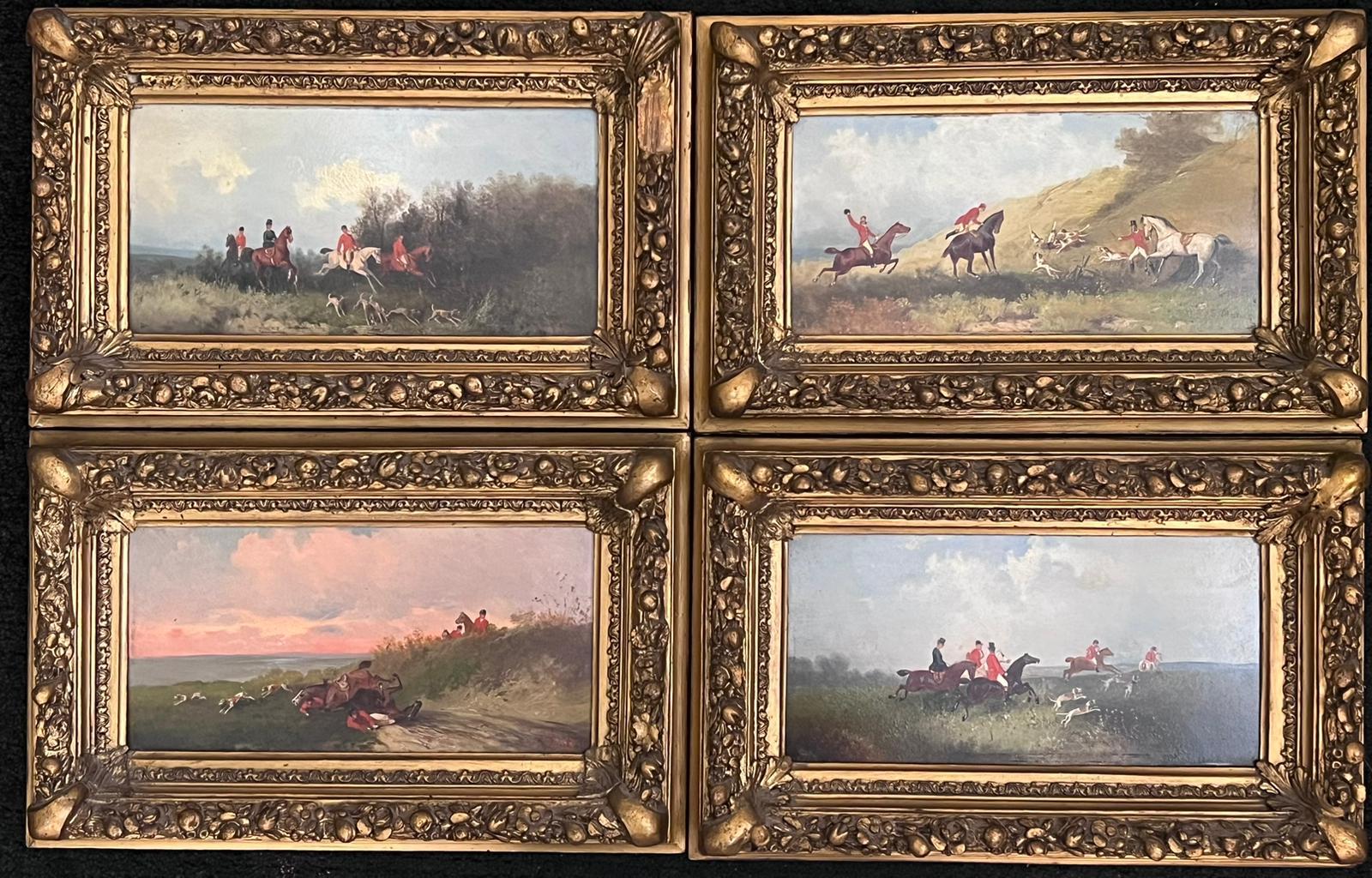 RUDOLF STONE - Set x 4 19th Century British Sporting Art Oil Paintings ...