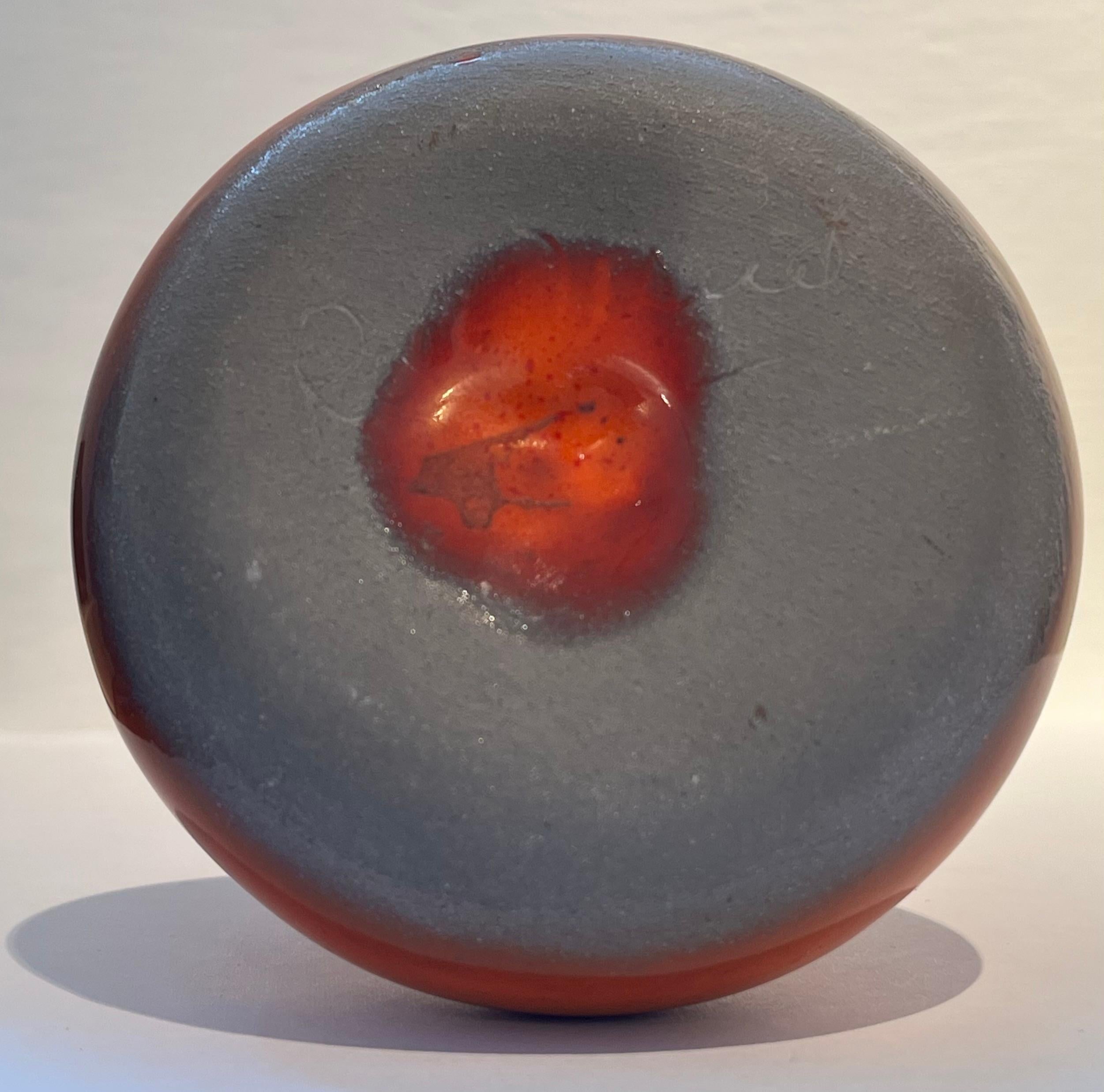 Ruelland: Signed coral orange-red glazed ceramic soliflore vase - Circa ...