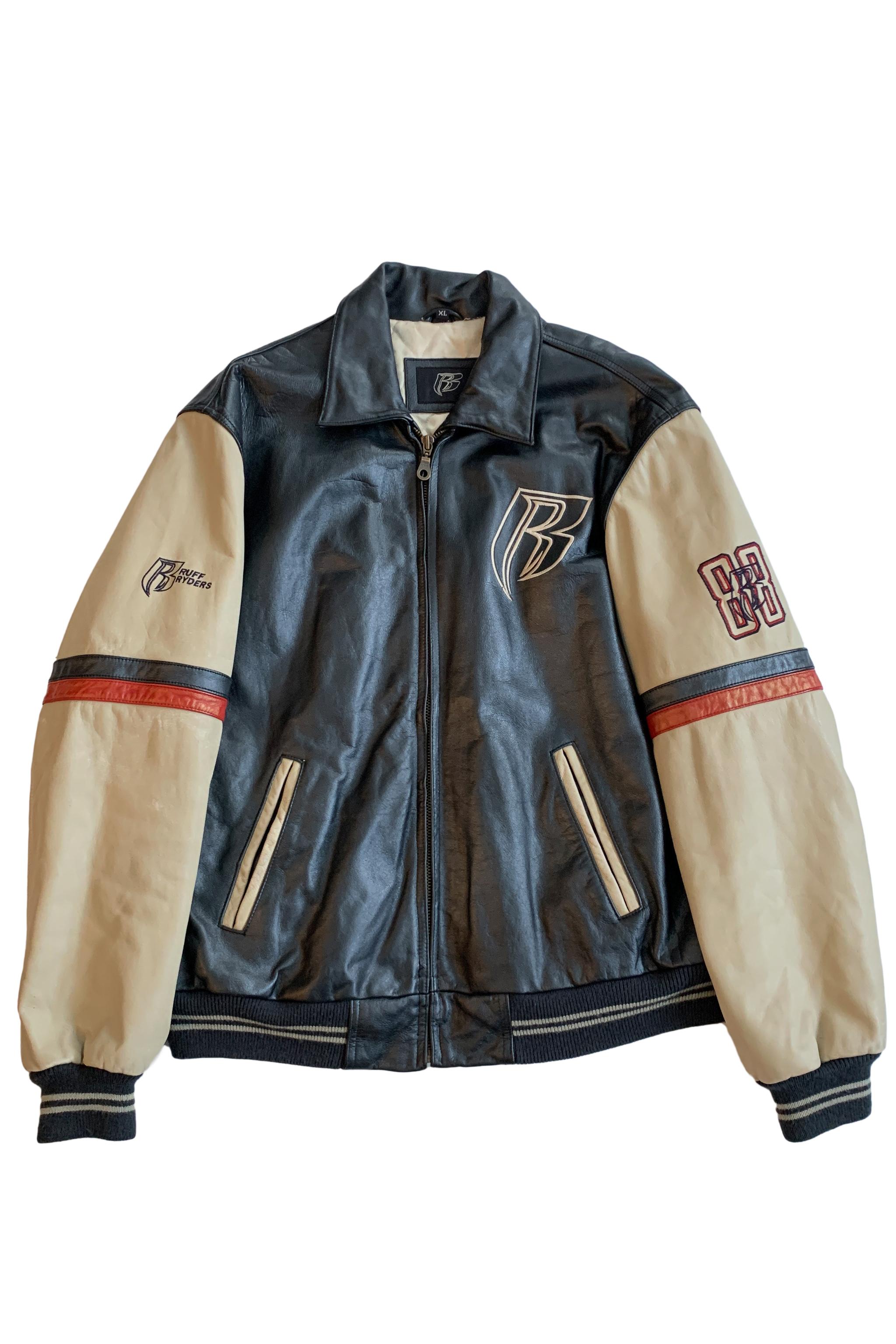 Ruff Ryders Unisex Leather Bomber Jacket For Sale at 1stDibs