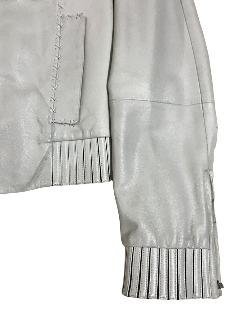 Ruffo Research Minimalist Round Collar Leather Jacket, Spring Summer ...