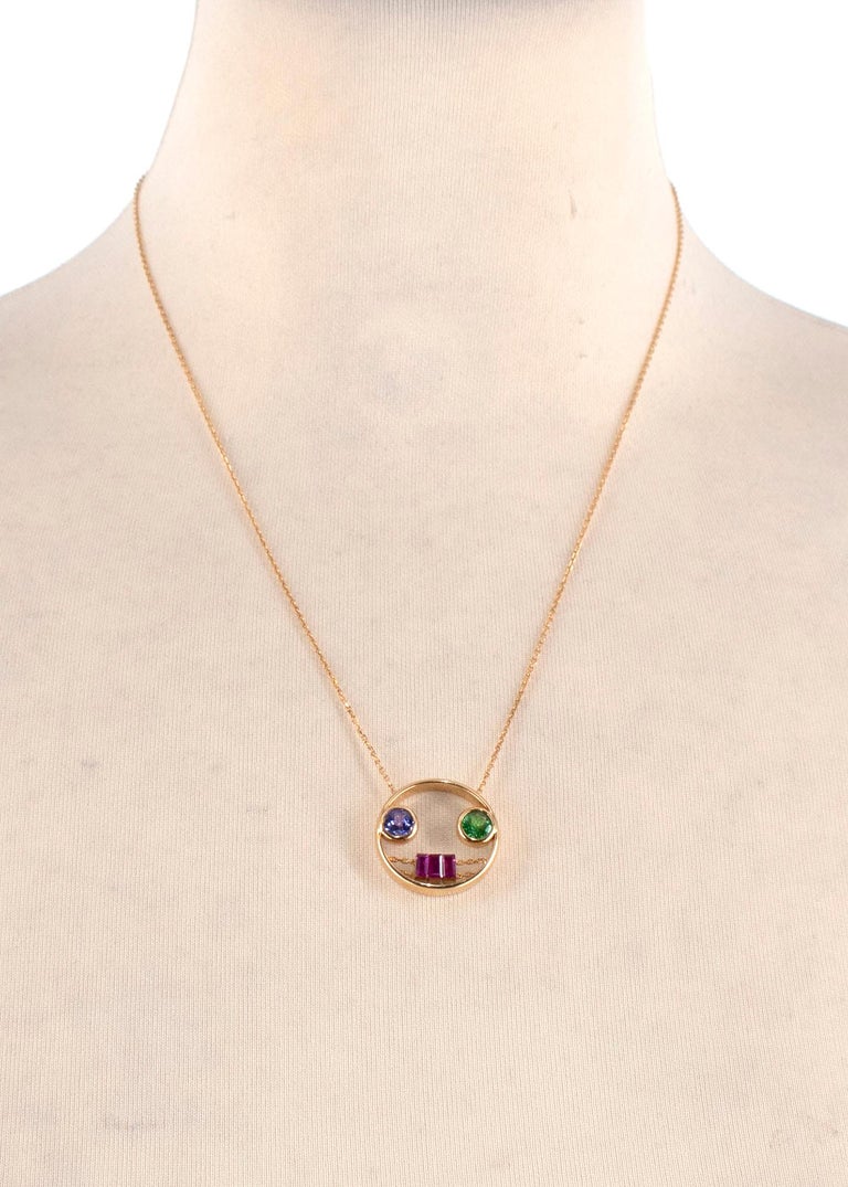 Rufier Premiere Precious Gemstone Yellow Gold Pendant Necklace For Sale ...