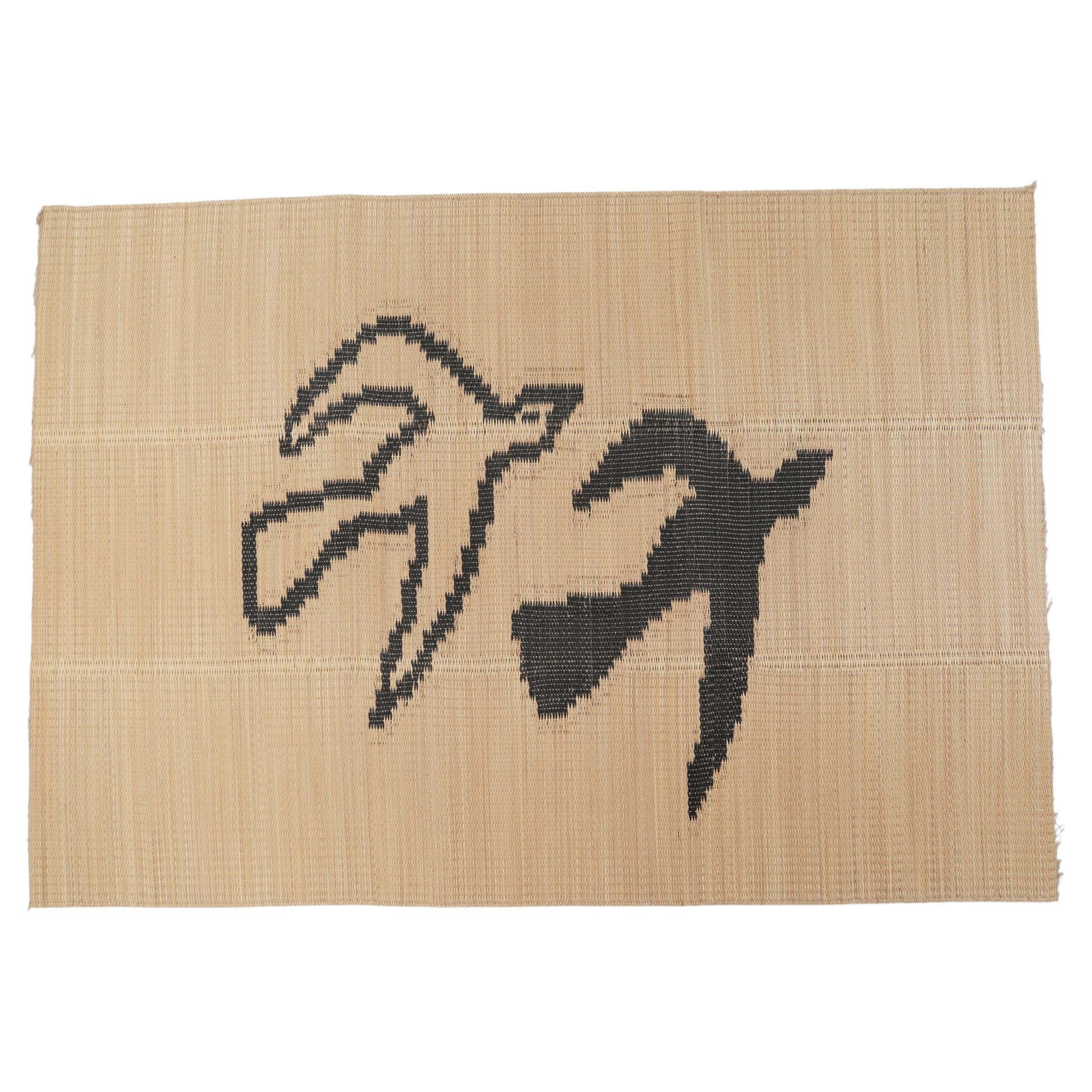 Contemporary handcrafted graphic Runner Rug in natural fiber La Fibre ...