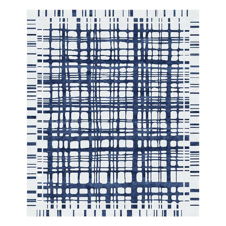 Rug Contemporary Italian Checkered Blue Scandinavian - Brookfield Navy ...
