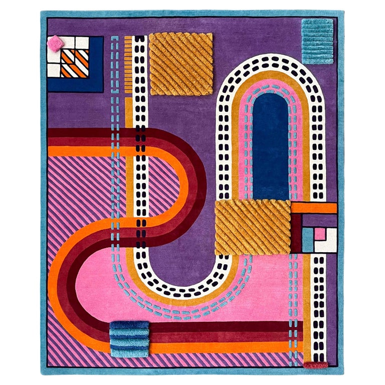 Rug Geometric Multicolor Hand Knotted Wool Abstraction III.I For Sale ...