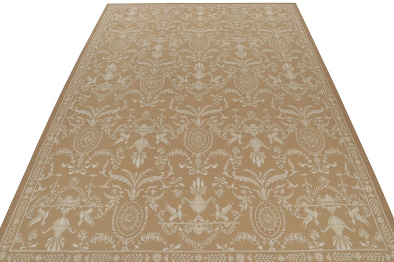Rug and Kilim’s 18th-Century Aubusson style Flat Weave in Brown with ...
