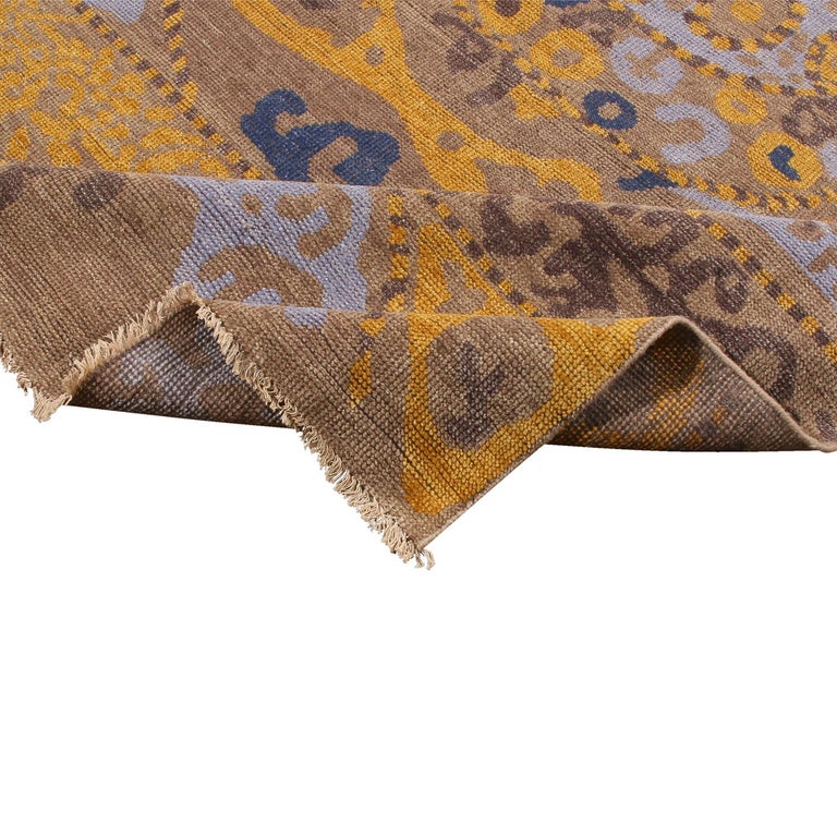 Rug and Kilim's 19th-Century Azerbaijan Embroidery Style Beige Gold and ...