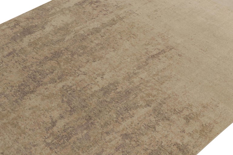 Rug and Kilim’s Abstract Rug in Beige-Brown Distressed Style For Sale ...