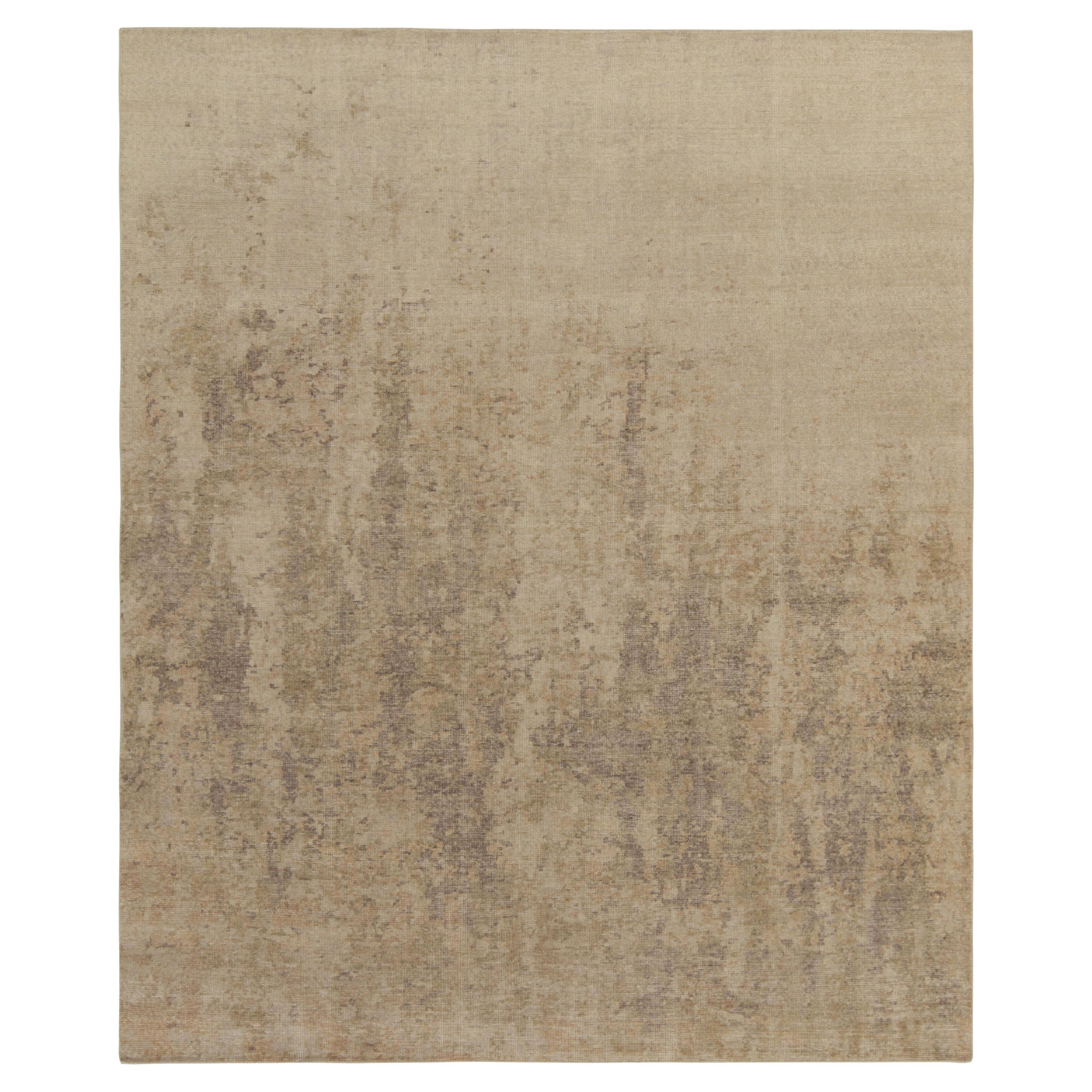 Rug and Kilim’s Abstract Rug in Beige-Brown Distressed Style For Sale ...