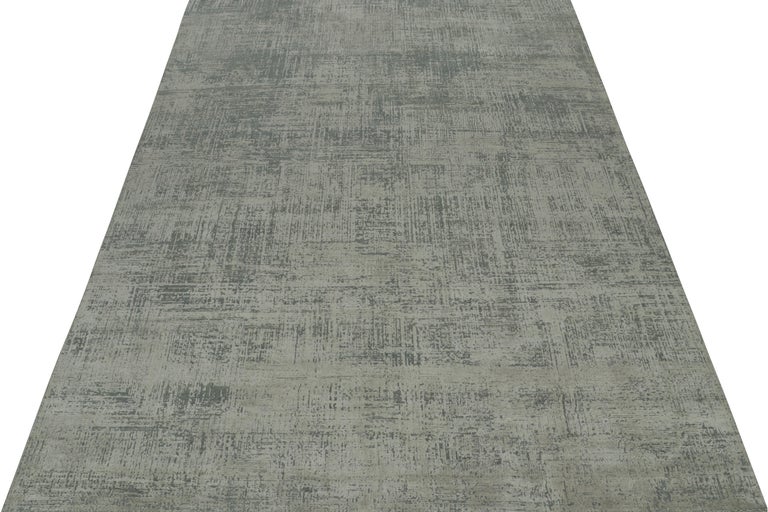 Rug and Kilim’s Abstract Rug in Grey and Stone Blue Geometric Pattern ...