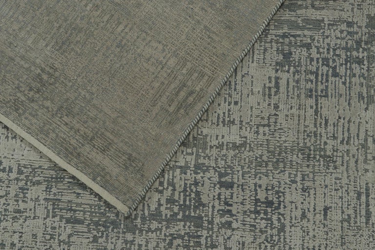 Rug and Kilim’s Abstract Rug in Grey and Stone Blue Geometric Pattern ...