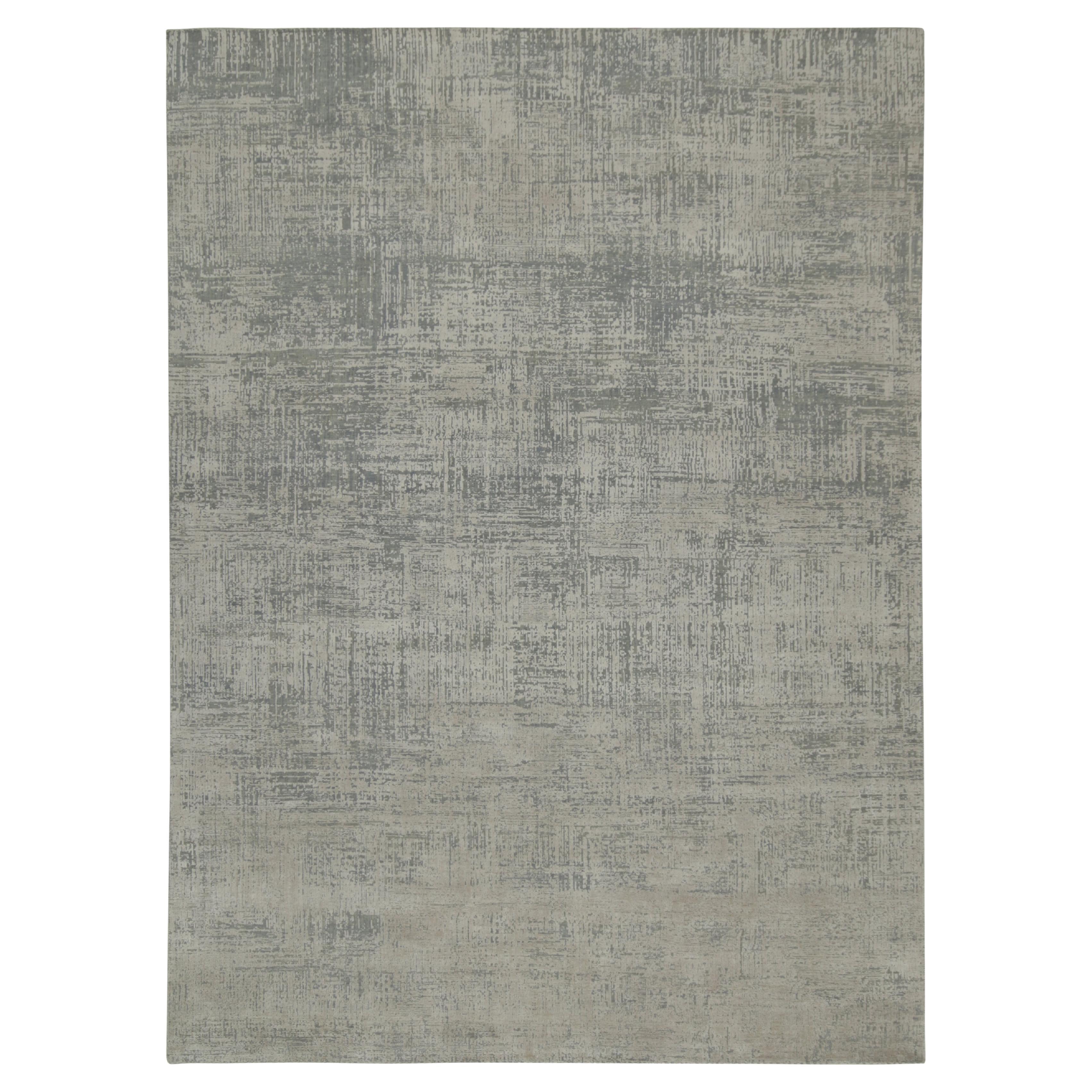 Rug and Kilim’s Abstract Rug in Grey and Stone Blue Geometric Pattern ...