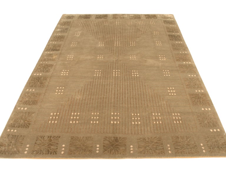 Rug and Kilim’s Austrian Art Deco Style Rug in Beige Brown Geometric ...