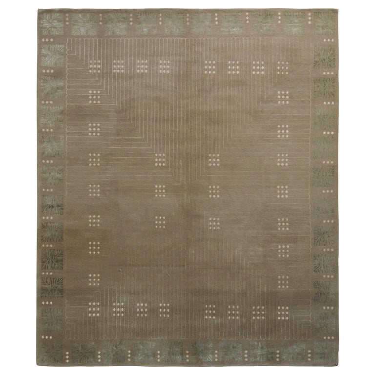 Rug and Kilim's Austrian Art Deco Style Rug in Beige Brown Geometric ...