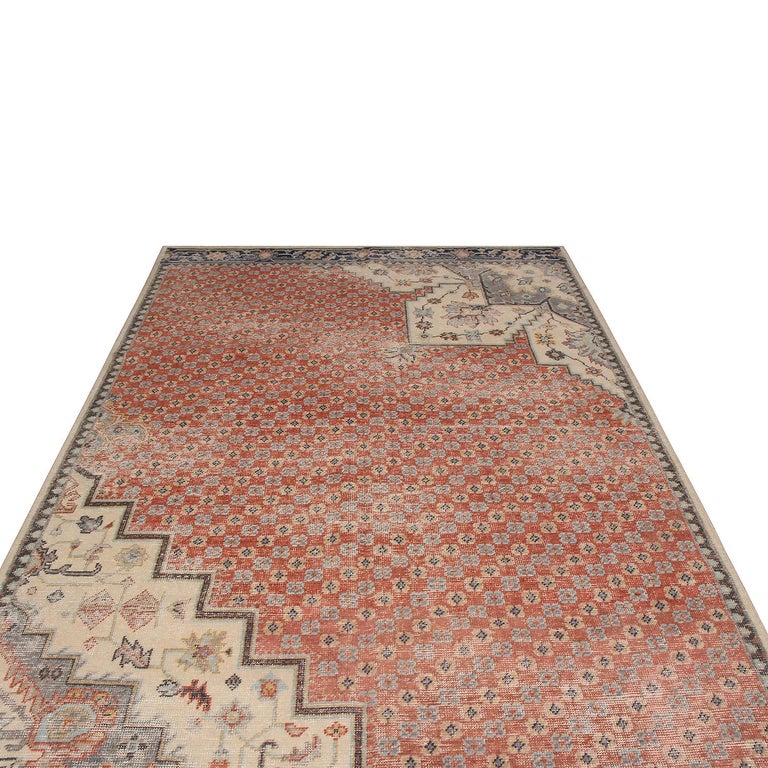 Rug and Kilim’s Beige-Blue and Pink Wool Rug from the Homage Collection ...