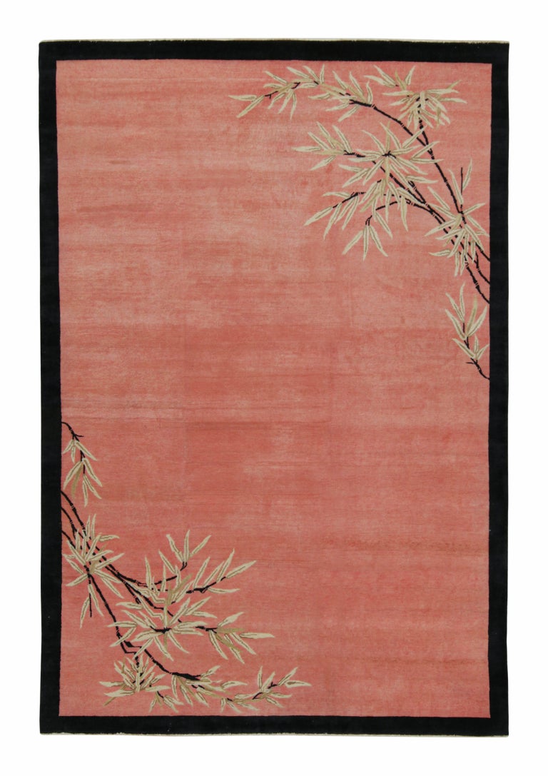 Rug and Kilim's Chinese Art Deco Style Rug in Pink with Floral Patterns ...