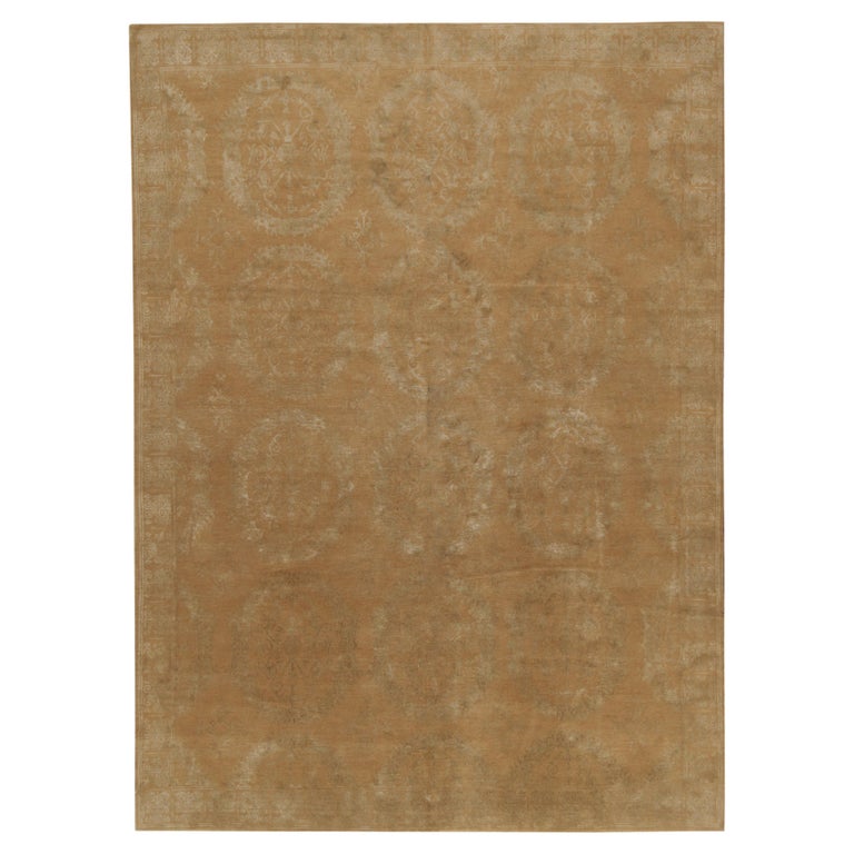 Rug and Kilim’s Classic Spanish Style rug in Gold and Green Floral ...